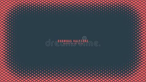 Rhombus Half Tone Pattern Vector Texture Vignette Frame Red Abstract Background Stock Vector