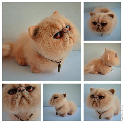 Купить Валяные коты для примера бежевый кот котик кошка котенок валяный маленький