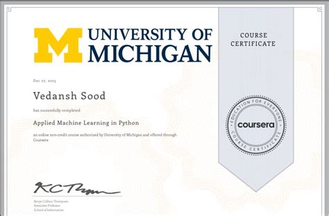 completed a course on machine learning with python vedansh sood