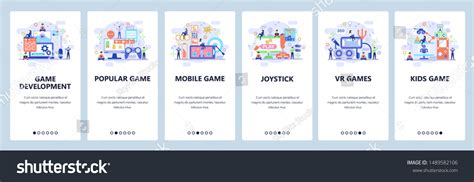 Mobile App Onboarding Screens Game Development Stock Vector Royalty Free 1489582106 Shutterstock