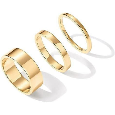 Pavoi 18k Gold Plated Rings Set Gold Stacking Rings For Women