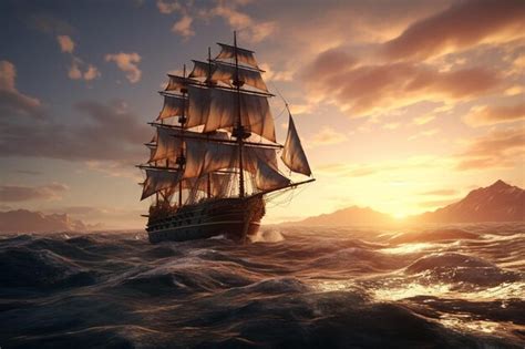 Premium Photo Navigator At Sea Navigating Through A Calm Ocean Generative Ai