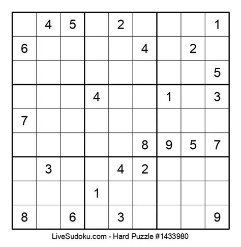 Hard Sudoku Online 1433980 Live Sudoku