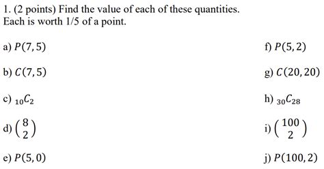 Solved Points Find The Value Of Each Of These Chegg