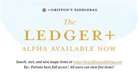 The Griffons Saddlebag The Ledger Alpha Is Now Available Scrolller
