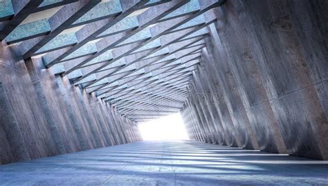 Modern Concrete Tunnel With Skylight Perspective Stock Illustration Illustration Of