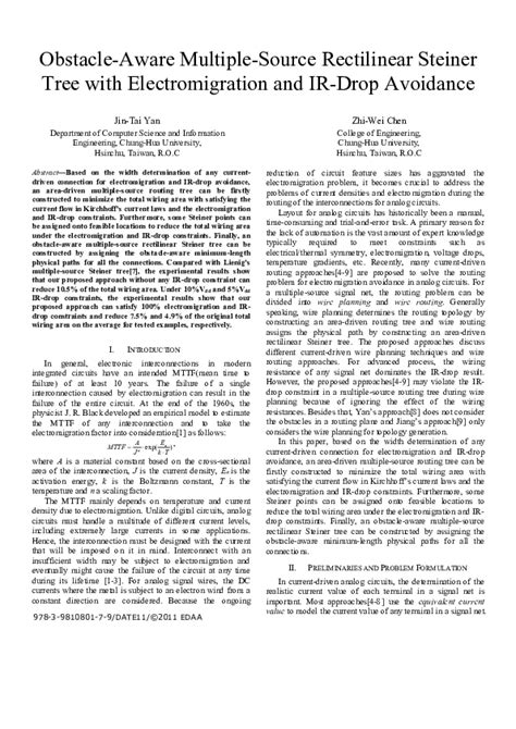 Pdf Obstacle Aware Multiple Source Rectilinear Steiner Tree With