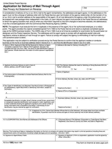 Usps 1583 Fillable Fill Out And Sign Online Dochub
