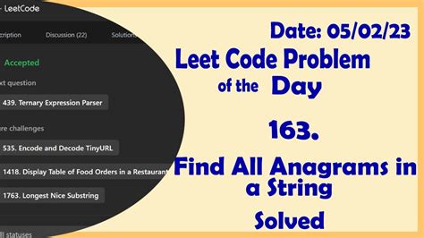 438 Find All Anagrams In A String Leetcode Daily Challenge Youtube