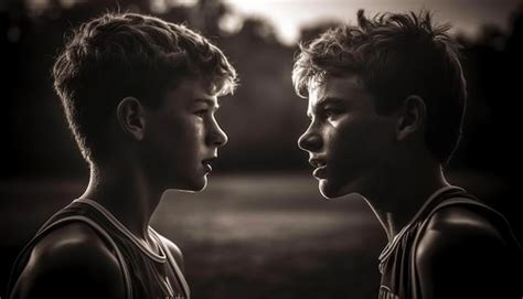 Premium Photo Two Caucasian Boys Playing Outdoors Smiling And