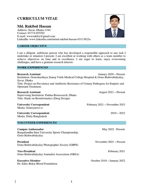 cv of md rakibul hassan pdf