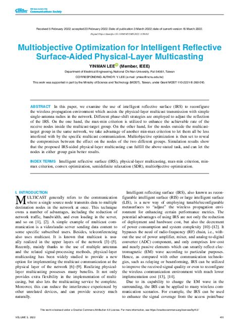Pdf Multiobjective Optimization For Intelligent Reflective Surface