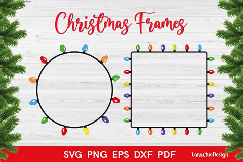 Round And Square Christmas Light Frames Graphic By Lanacluedesign