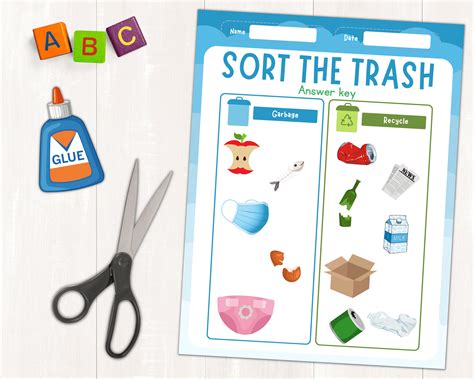 Trash Sorting Activity Printable Worksheets Earth Day Activities