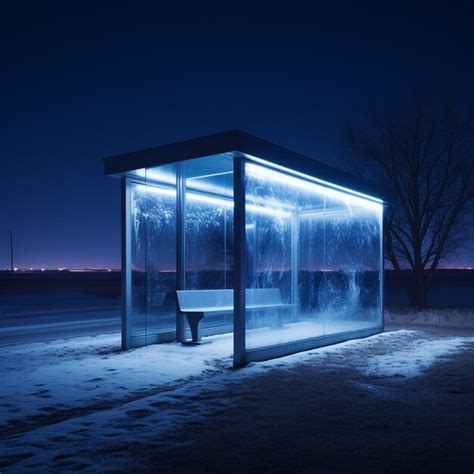 Premium Ai Image An Empty Bus Stop At Night