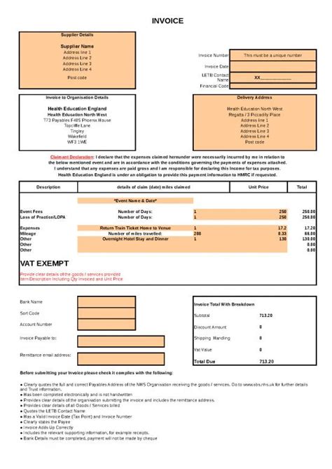 Excel Sheet Download 31183 Appendix 1 Invoice Template