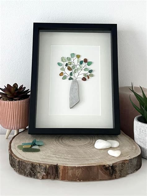 Pottery Vase With Sea Glass Plant Personalized Sea Glass Anniversary T Were Not On A Break