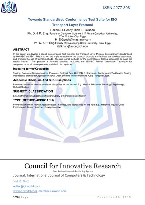 Pdf Towards Standardized Conformance Test Suite For Iso Transport