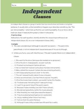 Identifying Independent And Dependent Clauses By Pentecost Reading Galore