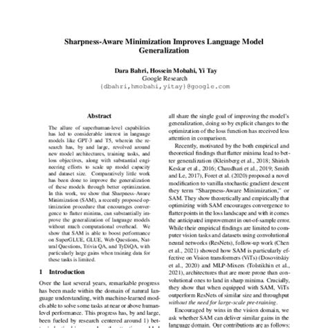 Sharpness Aware Minimization Improves Language Model Generalization Acl Anthology