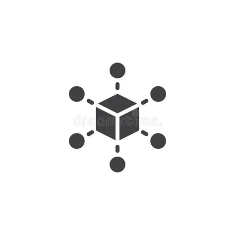 Cube Network Connection Structure Outline Icon Stock Vector