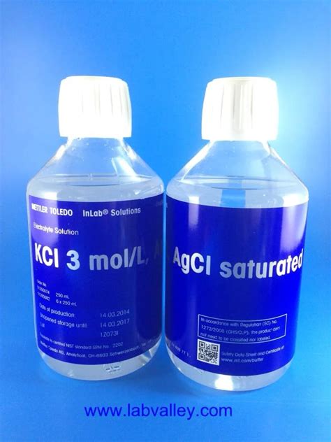 สารละลายอิเล็กโทรไลต์ Electrolyte Solution Kcl 3mol L Agcl 250 Ml