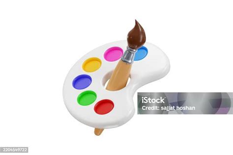 페인트 브러시 아이콘 3d 렌더링 개념 예술 교육 아이콘 벡터 일러스트 레이 션과 함께 색상 팔레트 개념에 대한 스톡 사진 및 기타 이미지 Istock