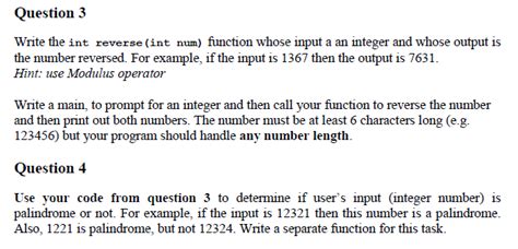 solved question 3 write the int reverse int num function