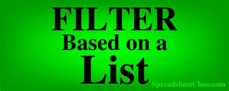 How To Filter Based On A List In Excel