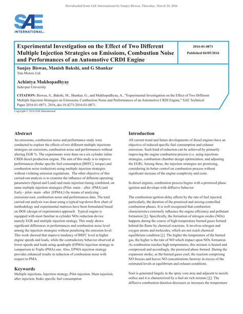 Pdf Experimental Investigation On The Effect Of Two Different Multiple Injection Strategies On