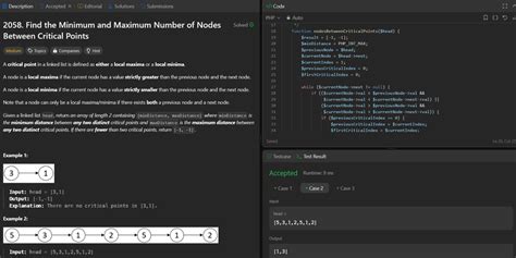 2058 Find The Minimum And Maximum Number Of Nodes Between Critical