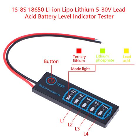 리튬 이온 배터리 레벨 표시기 테스터 Lcd 디스플레이 계량기 모듈 용량 전압 계량기 1s 8s 5 30v 납산 배터리 액세서리 및 용품