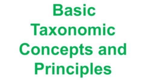 Solution Basic Taxonomic Concepts And Principles Description Nomenclature Identification And