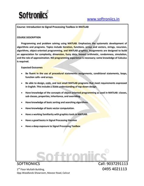 Matlab Course Syllabus Pdf