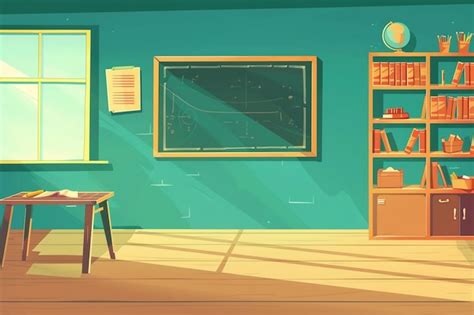 Cartoon Illustration Empty Classroom Premium Ai Generated Vector