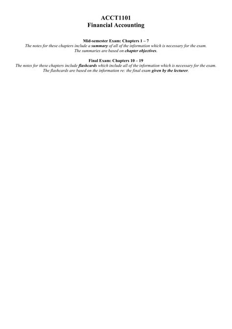 Financial Accounting Revision Notes Acct1101 Financial Accounting Uwa Thinkswap