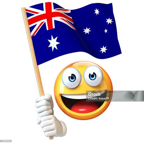 Emoji는 이모티콘 3d 렌더링 호주 국기를 흔들며 호주 국기를 들고 3차원 형태에 대한 스톡 사진 및 기타 이미지 3차원 형태 격려 경기 스포츠 Istock