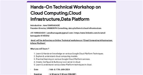 Amol Barsagade On Linkedin Workshop The Power Of Data And Cloud Infrastructure