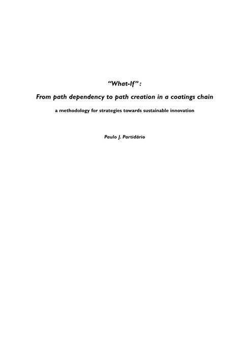 Pdf What If From Path Dependency To Path Creation In A Coatings