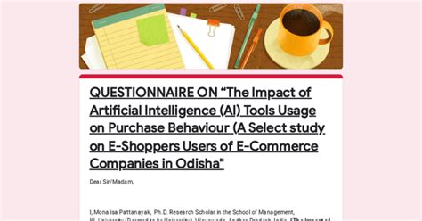 Questionnaire On “the Impact Of Artificial Intelligence Ai Tools