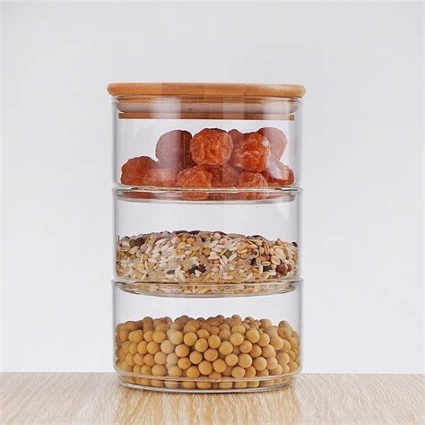 3 Layer Stacking Glass Jar Container Set