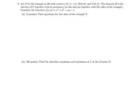 Solved Let T Be The Triangle In D With Vertices Chegg