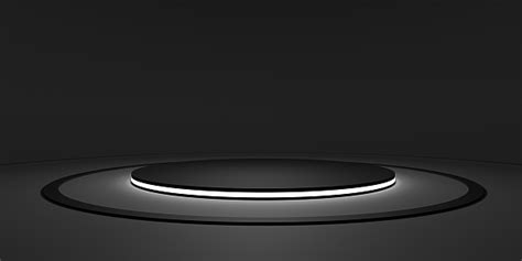 연단 배경 네온 조명과 레이저 간단한 원 다크 젠 개념 단계 현대 추상적 인 기초 3d 그림 원형에 대한 스톡 사진 및 기타 이미지 Istock