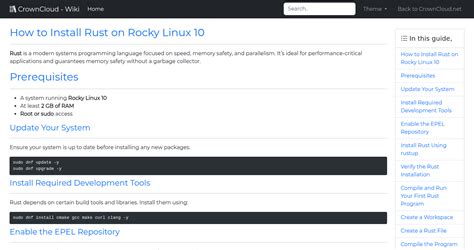Crowncloud Wiki How To Install Rust On Rockylinux 10