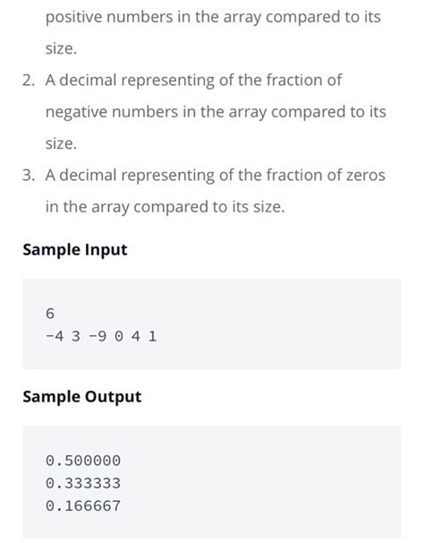 Solved Given An Array Of Integers Calculate The Fractions
