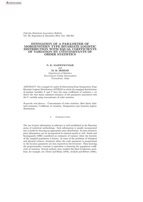Pdf Estimation Of A Parameter Of Morgenstern Type Bivariate Logistic Distribution With Equal