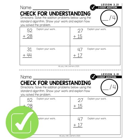 Lucky To Learn Math Lesson 321 Standard Algorithm Addition Check