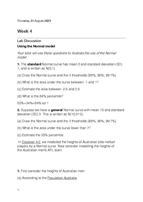Week 4 Lab Notes Lab Discussion Questions Thursday 24 August 2023