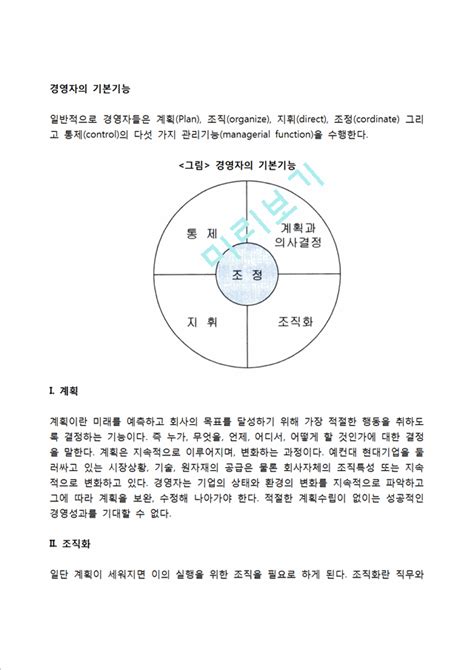 경영자의 기본기능경영자의 5가지 관리기능 경영자의 기본기능경영자의 기타방송통신