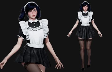 模块化可爱女仆角色模型 modular maid girl cg3da